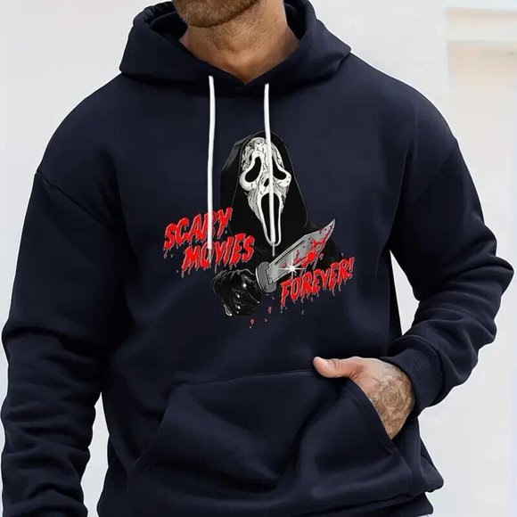 Jackets & Coats | New Ghost Print Hoodie Scary Movie Unisex Xl Navy ...